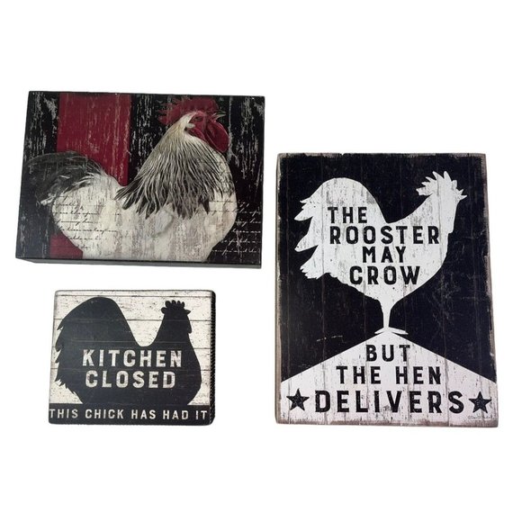 Primitives by Kathy | Wall Decor | 3 Rustic Farmhouse Chicken Wooden ...